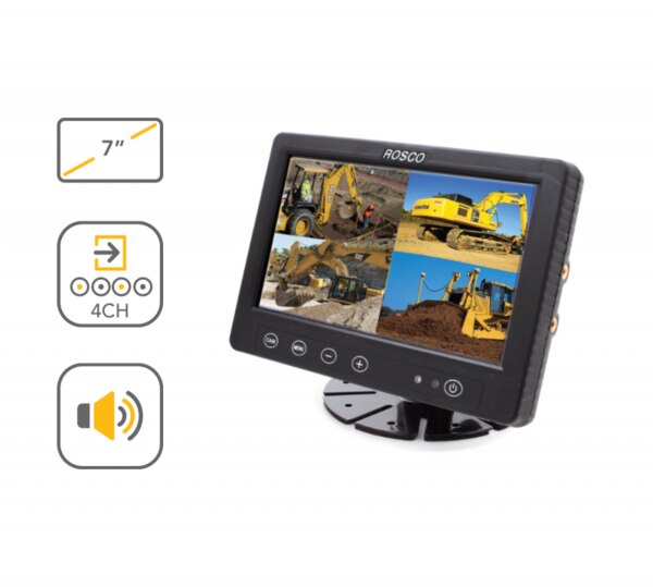 STSM270 Rosco 7in Quad Screen Monitor with 4 Camera Inputs | Bus Parts ...